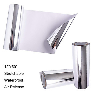 VINYL FROG Car Wrap Vinyl 12 Inches x 60 Inches Chrome Mirror Silver Self Adhesive Film DIY Decals Roll Air Release Technology