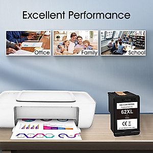 62XL Black Ink Cartridges High-Yield Replacement for HP Ink 62 HP 62 Ink 62XL Ink Works with HP Envy 5540 5549 5640 5660 7640 7645 OfficeJet Mobile 250 200 OfficeJet 5740 5741 8040 Printer (1 Black)