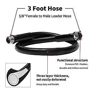 TEKIIOO Short Garden Hose 3ft x 5/8", Garden Lead-In Hose, Heavy Duty, Anti-Kink, Flexible, No-Leaking, MALE to Female, Black