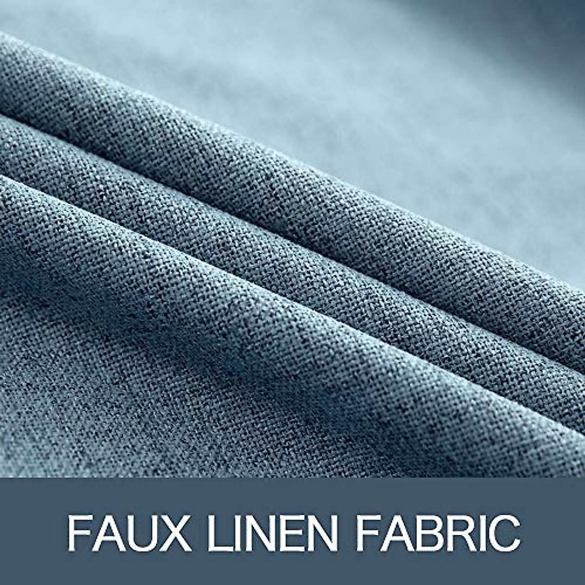 MIULEE Linen Texture Curtains for Bedroom Solid 100% Blackout Thermal Insulated Dusty Blue Curtains Grommet Room Darkening Curtains/Draperies Luxury Decor for Living Room Nursery 52x84 Inch (2 Panels)