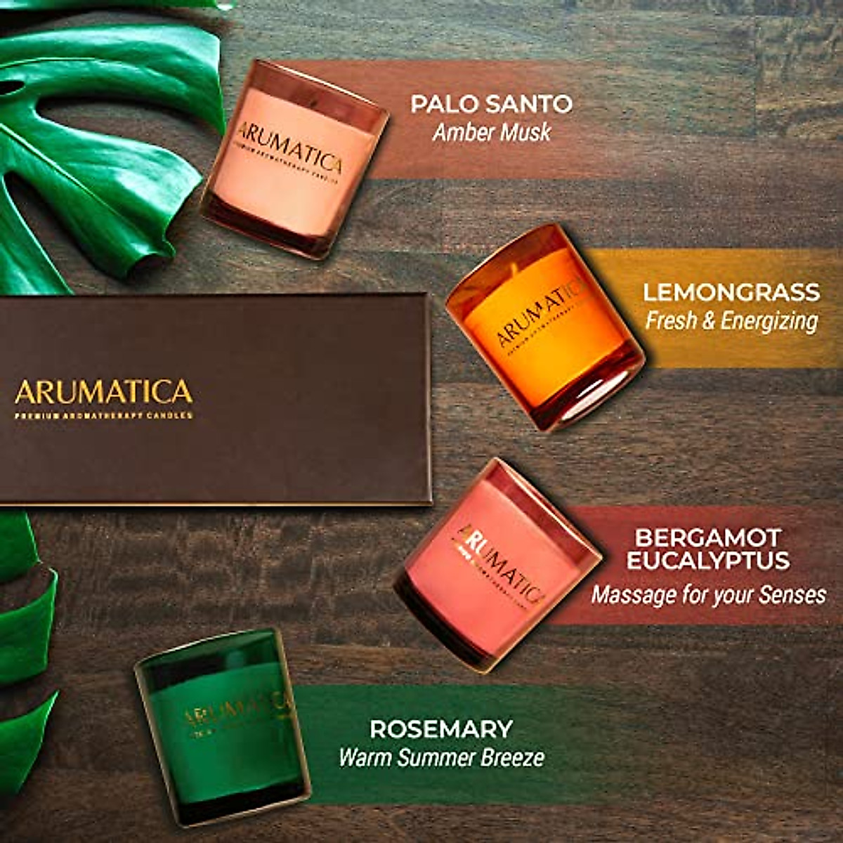 ARUMATICA Premium Aromatherapy Candles - Scented Candle Gift Set for Women - Aroma Fragrant Meditation Candles for Stress Relief, Comfort, & Relaxation - Self Care Gifts for Women (4 Packs, 20 oz)