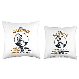 Forging Equipment Starter Kit Gifts For Beginners King Master Guardian Anvil Forging Blacksmith Throw Pillow, 18x18, Multicolor