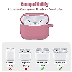 Pink Cute Case for AirPods Pro 2nd/1st Generation Cover with Pom pom, Full Protective Liquid Silicone Case for Women Men, Compatible with AirPods Pro 2022/2019, Accessories Keychain and Pom pom