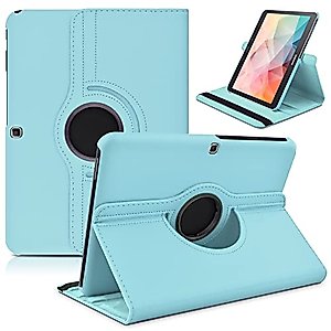 DETUOSI Rotating Case for Samsung Galaxy Tab 4 10.1" 2014 (SM-T530), 【Auto Sleep/Wake】 360 Degree Swivel Multi-Angle Stand Folio Leather Book Cover + Protective Hard Back Shell + Elastic Band Closure