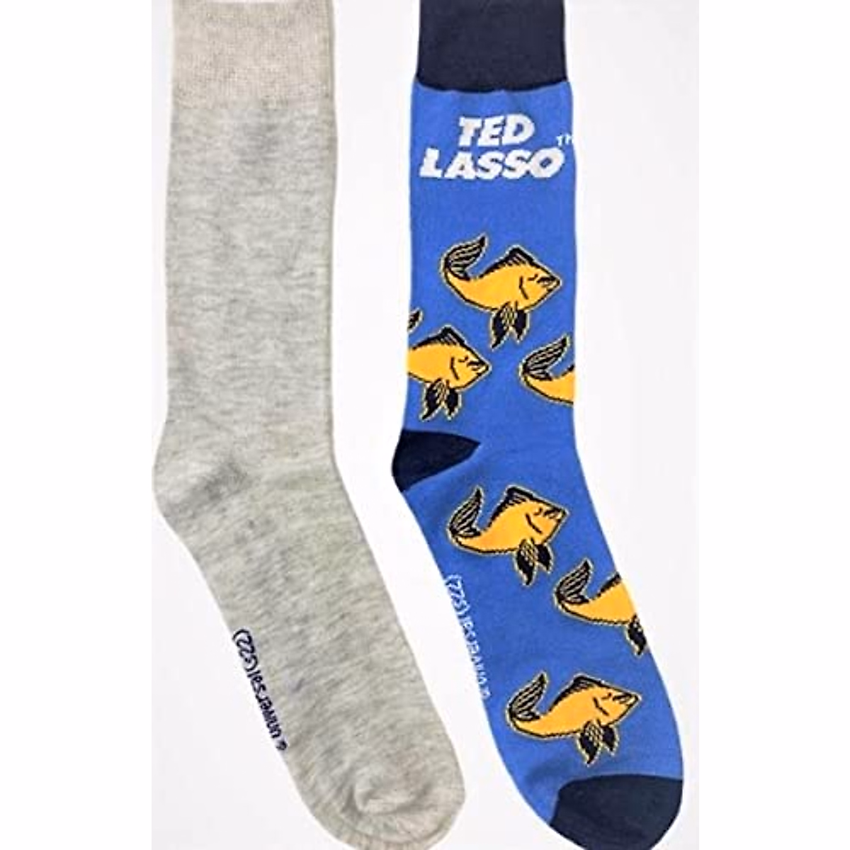 WARNER BROS Ted Lasso 2 pack Men's Dress Crew Socks. 2 pair - Ted Lasso Way & Be a Goldfish - Men Sock Size 10-13 (TG10430)