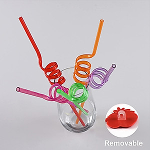 24 Reusable Jungle Animal Plastic Straws for Elephant Fox Dinosaur Giraffe Safari Birthday Party Supplies Favors,Woodland Party Gift Favor Twisted Straws with 4 Cleaning Brushes