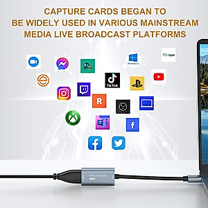 Video Capture Card, Capture Card for Streaming 4K HDMI to USB 3.0 Audio Video Recording in 1080P 60FPS for Game, PS5, PS4/Pro, Nintendo Switch Camera PC, for Windows Mac OS System OBS Zoom