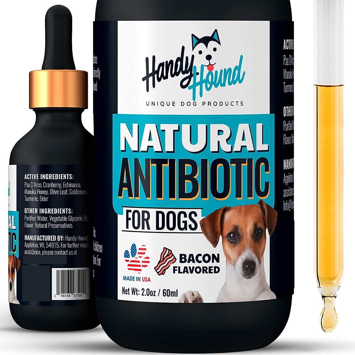 Natural Antibiotics for Dogs – Gentle, Effective Dog Antibiotic - Provides Dog Allergy Relief and Dog Itching Skin Relief - Premium Antibiotics for Dogs with Bacon Flavor