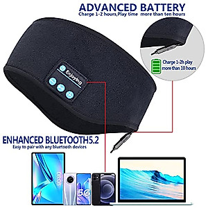 SYPVRY Sleep Headband Bluetooth Headphones, Over Eye Bluetooth Sleeping Headphones for Side Sleepers, Warm Wireless Sleep Eye Mask Headband for Women Men, Black