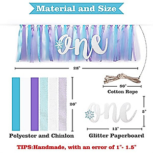 Snowflake Highchair Banner Decoration for Baby - Party Theme Pull Flag, High Chair Fabric Garland, 1st First Birthday Banner, Photo Props, Handmade