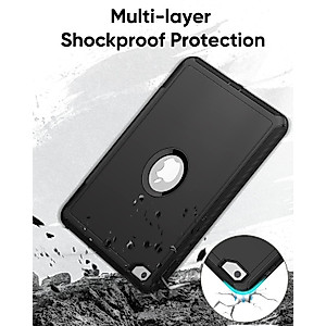 SEYMAC for iPad 6th/5th Generation Case, Sturdy Heavy Duty Shockproof Protection Folio Stand Case with Smart Cover Auto Sleep/Wake for iPad 9.7 Case, Black