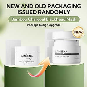LANBENA 2.0 Nose Pore Strips, Blackhead Remover Mask with Salicylic Acid, Amazonian White Clay, Pore Cleanser Purifying Peel off Face Mask with 60 PCS Strips, Aloe Facial Mask(1.05 Ounce)