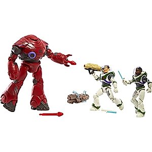 Mattel Disney and Pixar Lightyear 3 Action Figure Set, 5-in Scale Buzz Lightyear, Izzy Hawthorne & Zyclops Toys, Space Rangers vs Robots