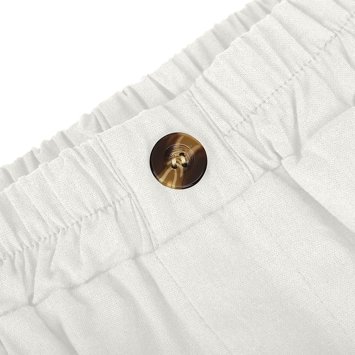 JDHUFEI Cotton Shorts for Women Elastic Waist Knee Length Casual Shorts Loose Fit Bermuda Shorts Summer Beach Pocketed Shorts