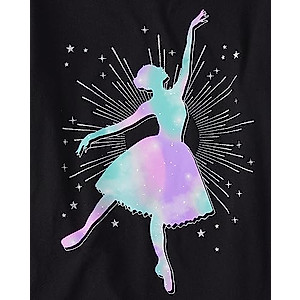 The Children's Place Girls' Short Sleeve Graphic T-Shirt, Ballerina Black, Medium