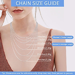 Jewlpire Solid 925 Sterling Silver Chain Necklace for Women, 1.3mm Round Cable Chain Silver Chain for Women Thin & Dainty & Sturdy Women's Chain Necklaces 16 inch