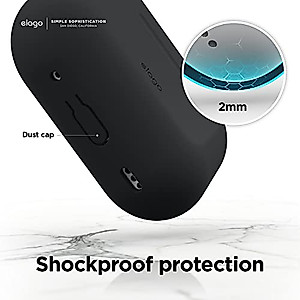 elago Portable Electronic Device Cover Compatible with AirPods Pro 2nd Generation Earphones Case, Protective Silicone Case, Front LED Visible, Supports Wireless Charging [Black]