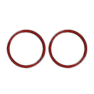 BLAKAYA Compatible with Sticker Carbon Fiber A-Pillar Speaker Cover Door Audio Loudspeaker Ring Trim Cover Accessories for Ford Mustang 2015 2016 2017 2018 2019 2020 (2PC Red）