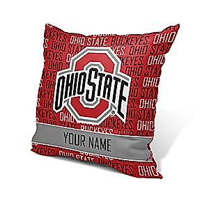 Ohio State Buckeyes Name Pattern Throw Pillow | Personalized | Custom
