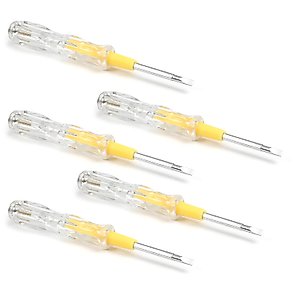 Heyiarbeit 2pcs Voltage Tester AC/DC 100-500V Tester Screwdriver with 3.5mm Slotted Phillips Screwdriver Circuit Tester Pen Electric Contact Voltage Tester for Circuit Test, Clear and Yellow