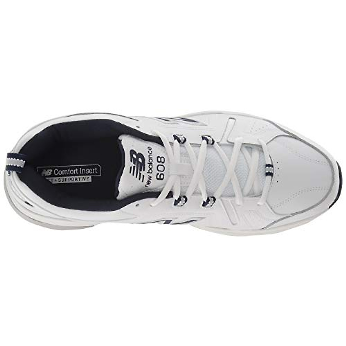 New Balance Men's 608 V5 Casual Comfort Cross Trainer, White/Navy, 10.5