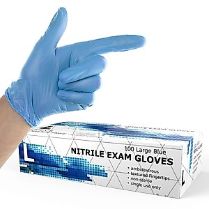 Dre Health Large Blue Powder Free Disposable Nitrile Gloves (Pack of 100)