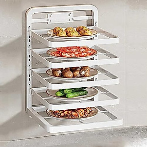 Kitchen Side Dish Organization Rack, Wall-Mounted Multi-Layer Preparation Storage Shelf, Detachable and Height Adjustable, for Kitchen, Hot Pot