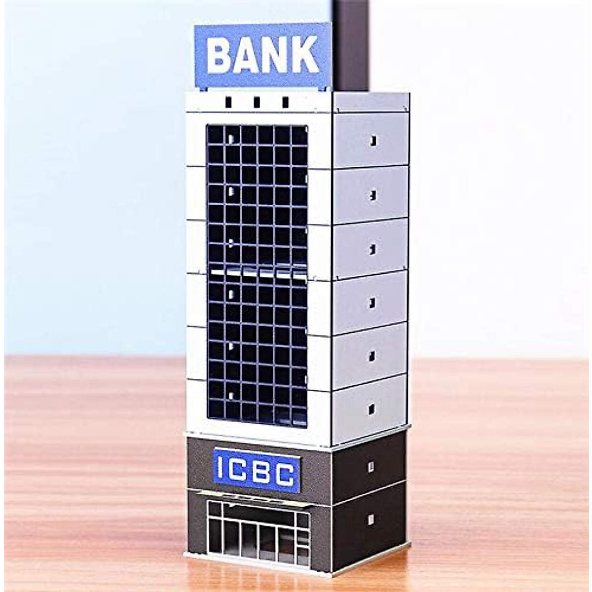 EatingBiting N Scale 1/150 1/144 Outland Sand Table Modern Bank Skyscraper Building Model Realism Scene for DIY Sand Table Garden Micro Landscape Ornaments Decor Supply Player Spray Painting