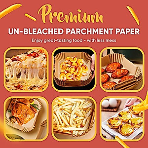 Air Fryer Liners - 100Pcs Non-Stick Disposable Paper Liners - Square Parchment Paper for 5-8 QT Air Fryers - Essential Air Fryer Accessories, Fits 5-8 INCH Airfryer