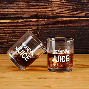 Unique Grandpa Gift, Grandpa Juice Whiskey Glass, Old Fashioned Glasses on Father’s Day, Scotch Glass Gift to Grandpa, New Grandpa, Dad from Grandson, Granddaughter, 10 Oz