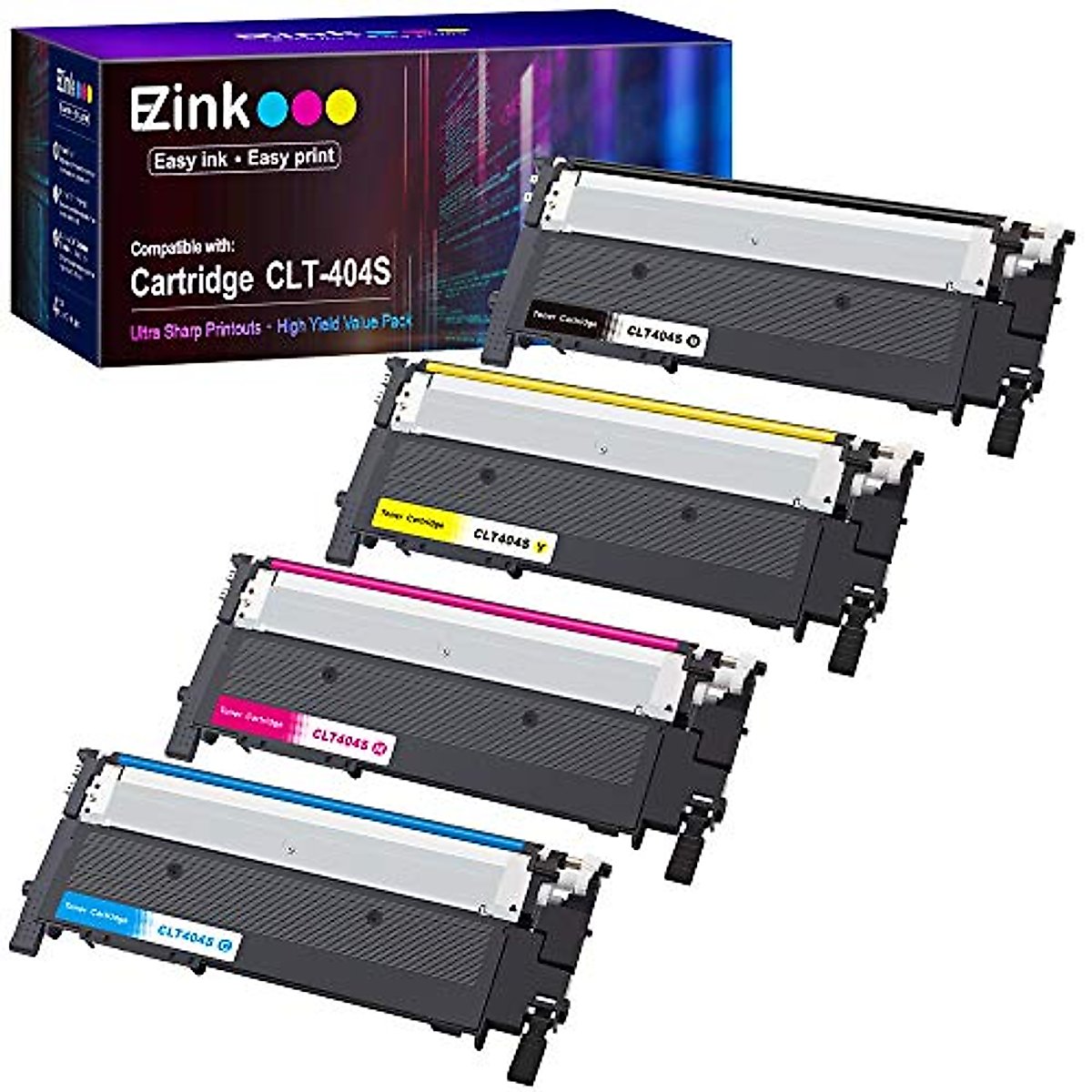 E-Z Ink (TM) Compatible Toner Cartridge Replacement for Samsung CLT-K404S CLT-C404S CLT-M404S CLT-Y404S CLT 404S to use with C480FW C430W SL-C430W SL-C480FW SL-C480FN Printer Tray (4 Pack)