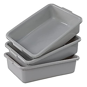 Utiao 13 L Commercial Bus Tub Box, 3-Pack Dishpan Basin Tub, Grey