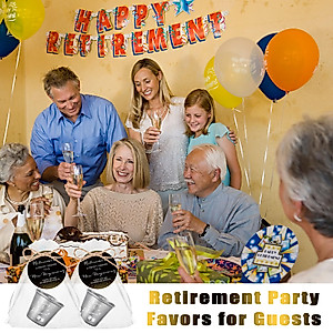 Havawish 25 Sets Retirement Party Favors for Guests Cheers to Retirement Short Glasses Stainless Steel Shot Glasses with Thank You Tags Organza Bags Retirement Souvenirs Party Decorations