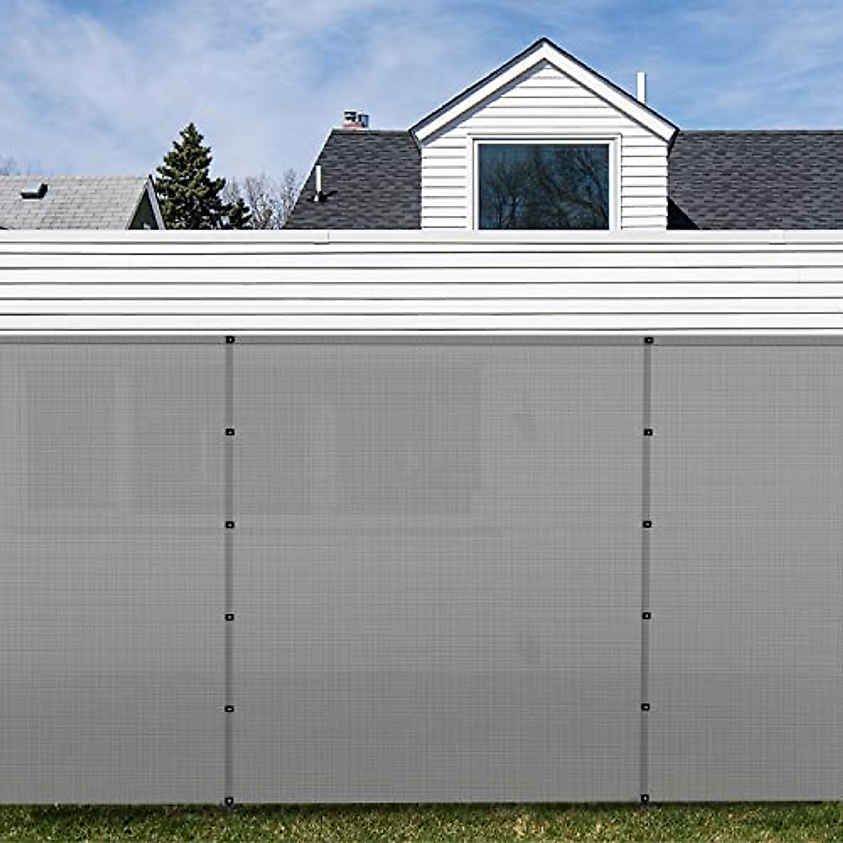 TANG Outdoor Privacy Fencing with Poles Ground Spikes Dog Garden Privacy Fence Backyard Patio Yard Barrier Boarder Divider Grey 6'x24'