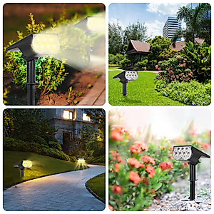 sunchai Super Bright Solar Spot Warm Light - Solar Spotlight Outdoor - for Outside Security Visibility and Landscape Yard Lightning (2 Pack)