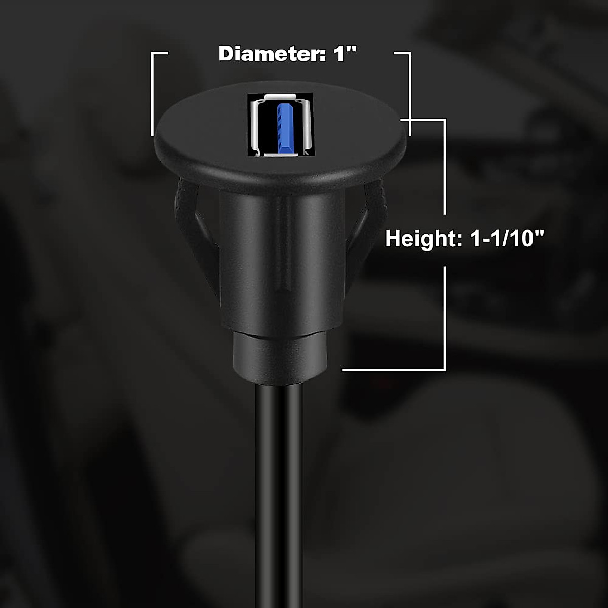 BATIGE 2 Pack Small USB 3.0 Male to Female AUX Flush Panel Mount Extension Cable for Car Truck Boat Motorcycle Dashboard 3ft