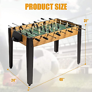 Giantex Foosball Table, Wooden Soccer Table Game w/Footballs, Suit for 4 Players, Competition Size Table Football for Kids, Adults, Football Table for Game Room, Arcades (48 inch, Wood)