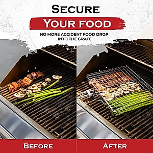 SHIZZO Grill Basket Value Set, Barbecue BBQ Grilling Basket , Stainless Steel Large Folding Grilling baskets With Handle, Portable Outdoor Camping BBQ Rack for Fish, Shrimp, Vegetables, Barbeque Griller Cooking Accessories, Gift, Gifts for father, dad, hu