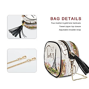 ALAZA Watercolor Paris Eiffel Tower PU Leather Small Women Crossbody Shoulder Bag Purse Wallet with Adjustable Chain Strap