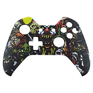eXtremeRate Scare Party Soft Touch Faceplate Front Housing Shell Upper Case Top Cover Replacement Parts Mod Kits for Standard Xbox One Controller with and without 3.5 mm jack