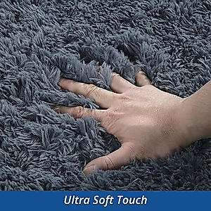 BALAPET Modern Plush Area Rug 9x12, Ultra Soft Large Faux Fur Area Rug for Bedroom Living Room, Non-Skid Indoor Carpet for Kids Playroom Home Decor, Solid Grey