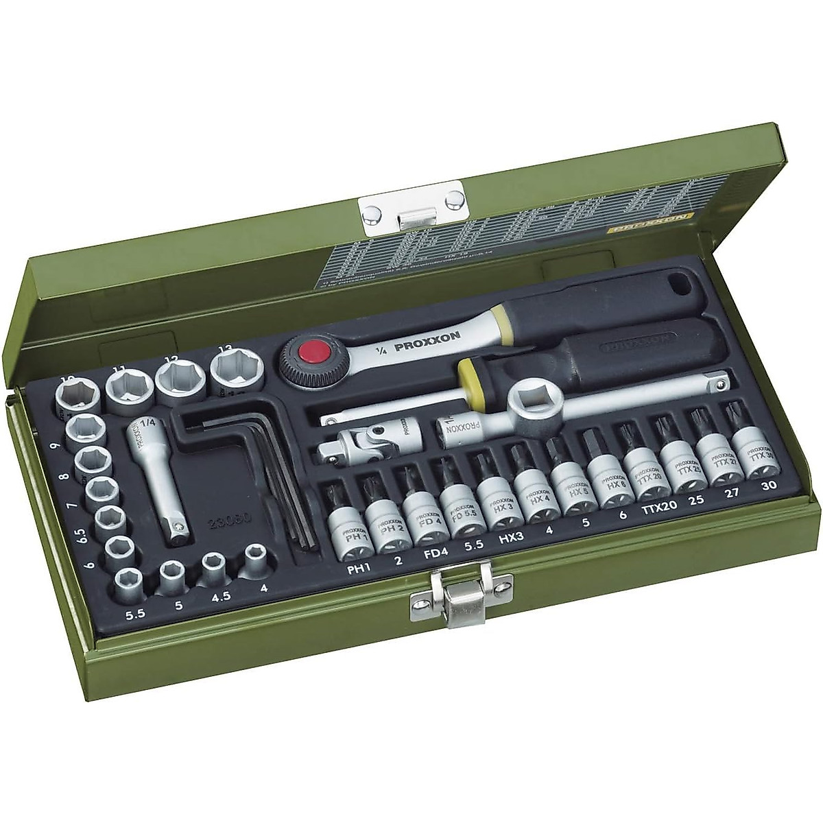 Proxxon (23080) 36 Piece Socket Set with 1/4 inch Square Drive