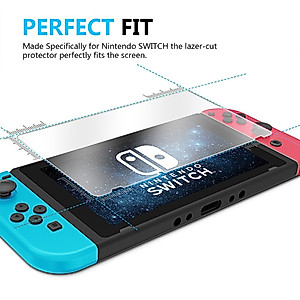Glass Screen Protectors for Nintendo Switch Console 9H HD Tempered Glass Anti-Scratch Anti-Fingerprint Bubble Free with Cleaning kit