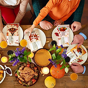 Naler 24 Pieces Thanksgiving Cutlery Holder Set Fall Thanksgiving Utensil Decor Turkey Cutlery Holders for Thanksgiving Party Supplies Autumn Harvest Dinner Table Decoration