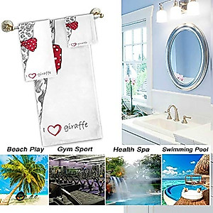 Naanle Stylish Giraffe with Glasses and Tie Soft Set of 3 Towels, 1 Bath Towel+1 Hand Towel+1 Washcloth, Multipurpose for Bathroom, Hotel, Gym, Spa and Beach(White)