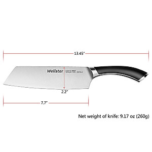 WELLSTAR Kiritsuke knife, Nakiri Vegetable Cleaver Kitchen Knife – Razor Sharp Forged German Stainless Steel Blade, Ergonomic Full Tang Handle, Multipurpose Use for Home Restaurant – Gift Box
