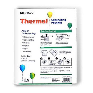 Nuova Premium Thermal Laminating Pouches 9" x 11.5", Letter Size, 3 mil, 100 Pack (LP100H)