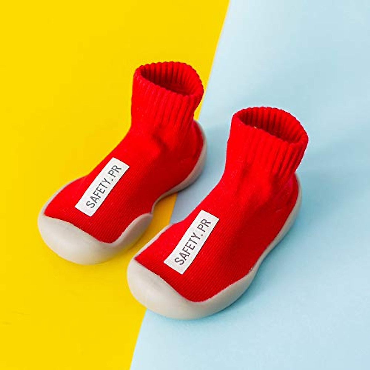 Girl First Shoes Floor Baby Warm Socks -Slip Boy Rubber Sole Cartoon Baby Shoes Tennis Shoes Boys (Red, 4-5 Years)