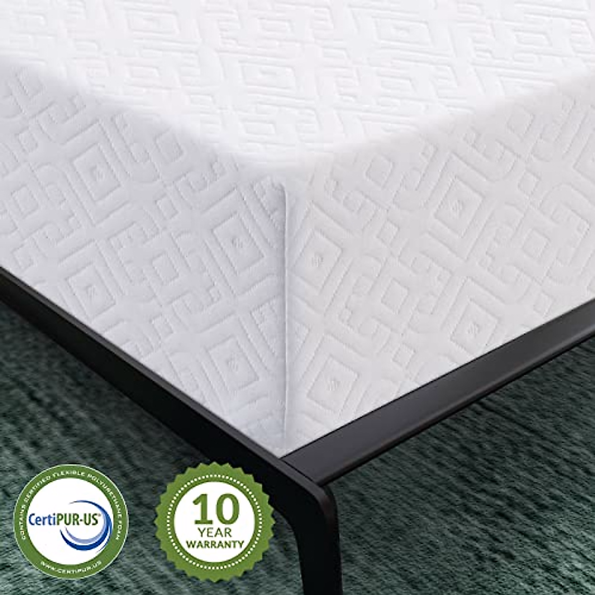 Airdown Twin Mattress, 10 Inch Memory Foam Mattress in a Box, Medium Feel Green Tea Gel Mattress for Twin Size Bed, CertiPUR-US Certified