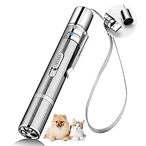 CHUQIANTONG Cat Laser Pointer Dog Toy 7 Adjustable Patterns Laser USB Rechargeable Flashlight LED Pen Interactive Cat Toy Teaching Presentation Pen